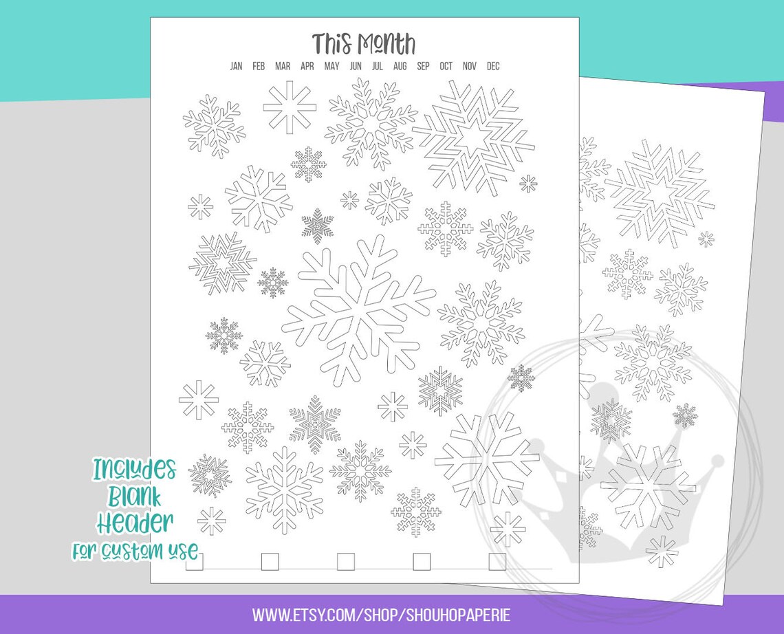 Snowflakes Color Your Self Habit Tracker Productivity - Etsy
