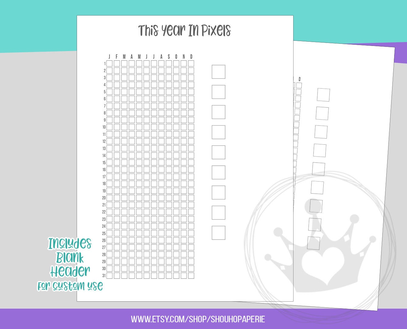 A Year in Pixels | 365 Day Tracker | Classic Happy Planner or Letter ...