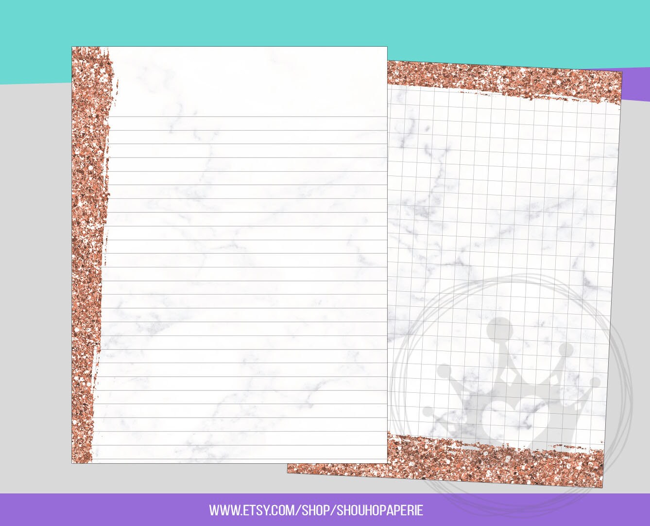 Marble & Rosegold Decorated Note Pages Designed HP Classic Filler Paper ...