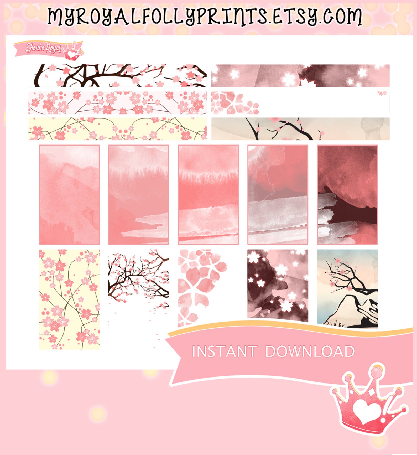 Cherry Blossom Washi Kit Printable Planner Stickers Happy Planner ...