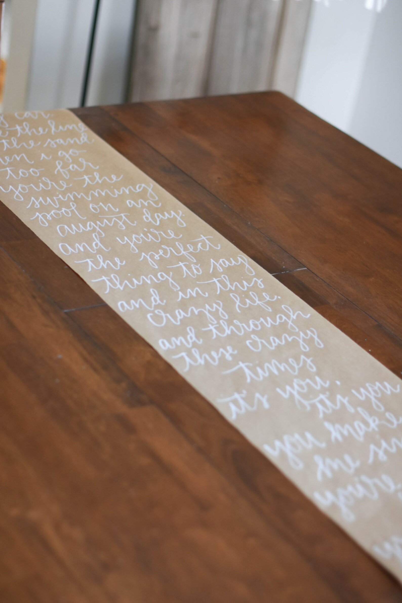 Custom Handlettered Calligraphy Kraft Paper Table Runner | Etsy Canada