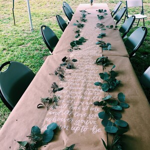 Custom Handlettered Calligraphy Kraft Paper Table Runner | Etsy Canada