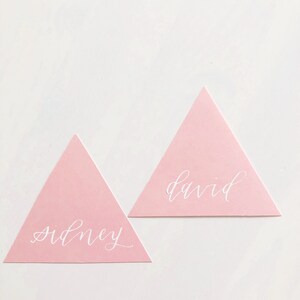 Triangle Place Cards Flat Lay Modern Calligraphy Place Cards - Etsy