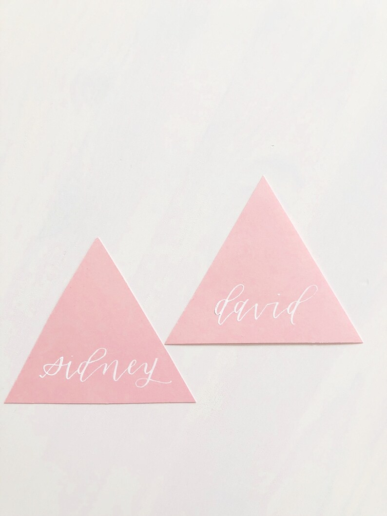 Triangle Place Cards Flat Lay Modern Calligraphy Place Cards | Etsy