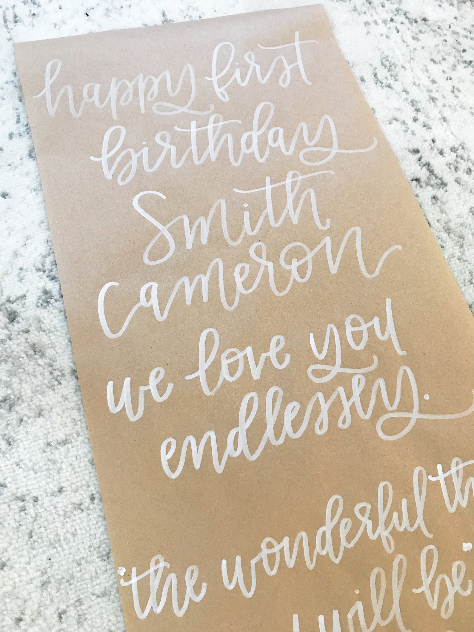 Custom Handlettered Calligraphy Kraft Paper Table Runner | Etsy Canada