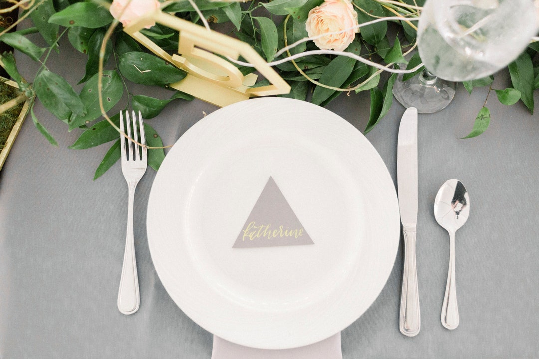 Triangle Place Cards Flat Lay Modern Calligraphy Place Cards - Etsy
