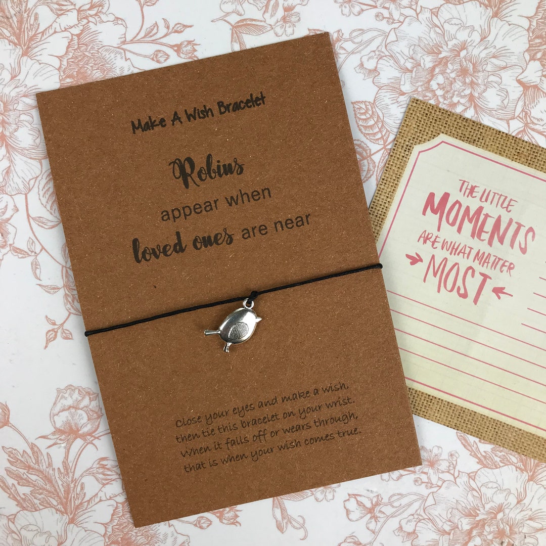 Wish Bracelet Charm Bracelet Robin Robin Bracelet Robin - Etsy UK