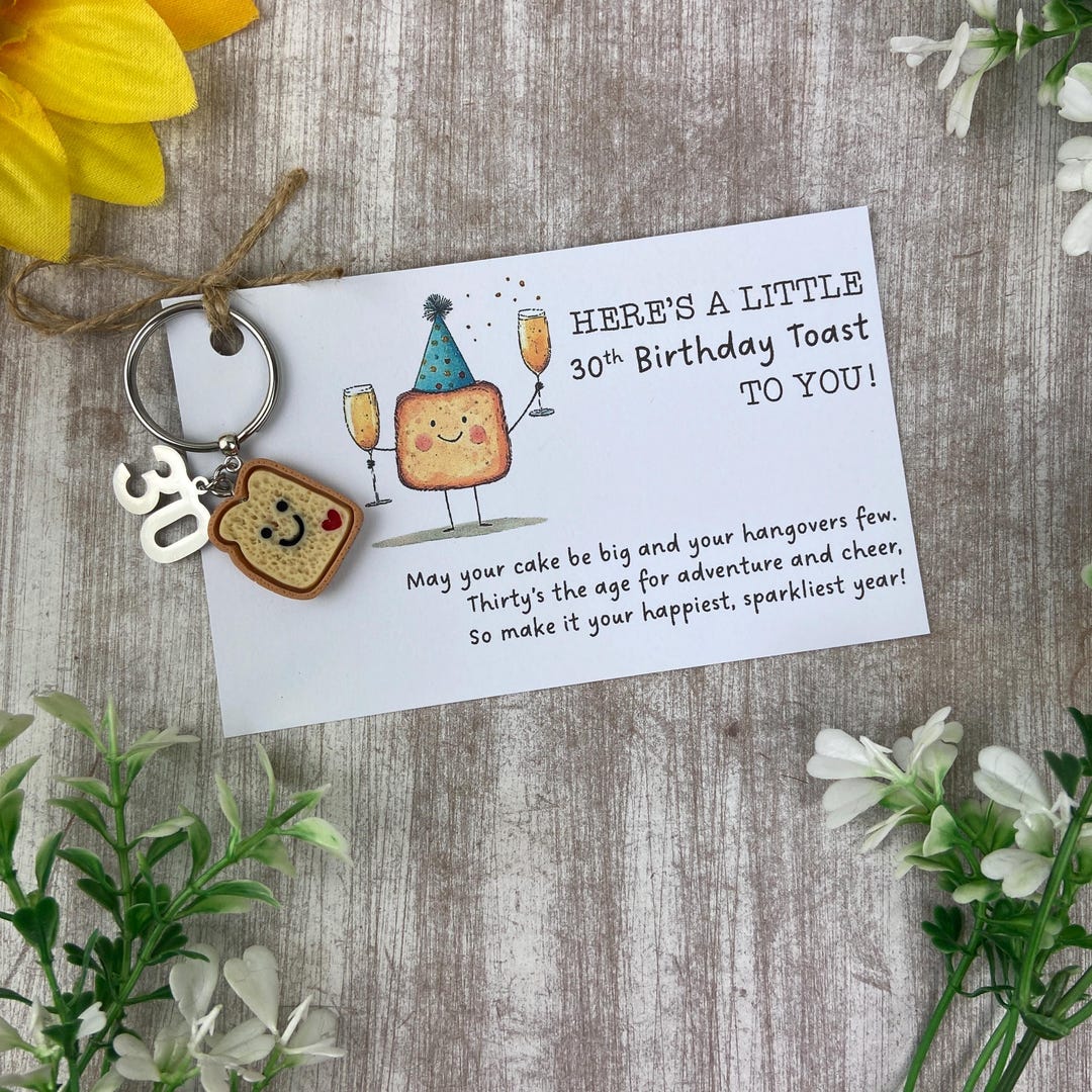30th Birthday Gift | Cute Toast Keyring | Cute Birthday Gift for Friend ...