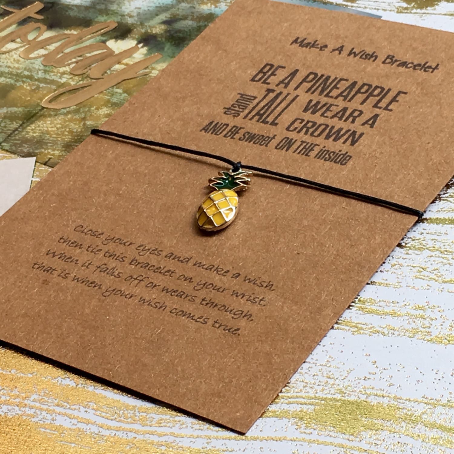 Make A Wish Bracelet Charm Bracelet Wish Bracelet Pineapple | Etsy
