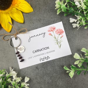 Birth Flower & Birthstone Keyring, Birth Flower Gift, Birthday Month ...