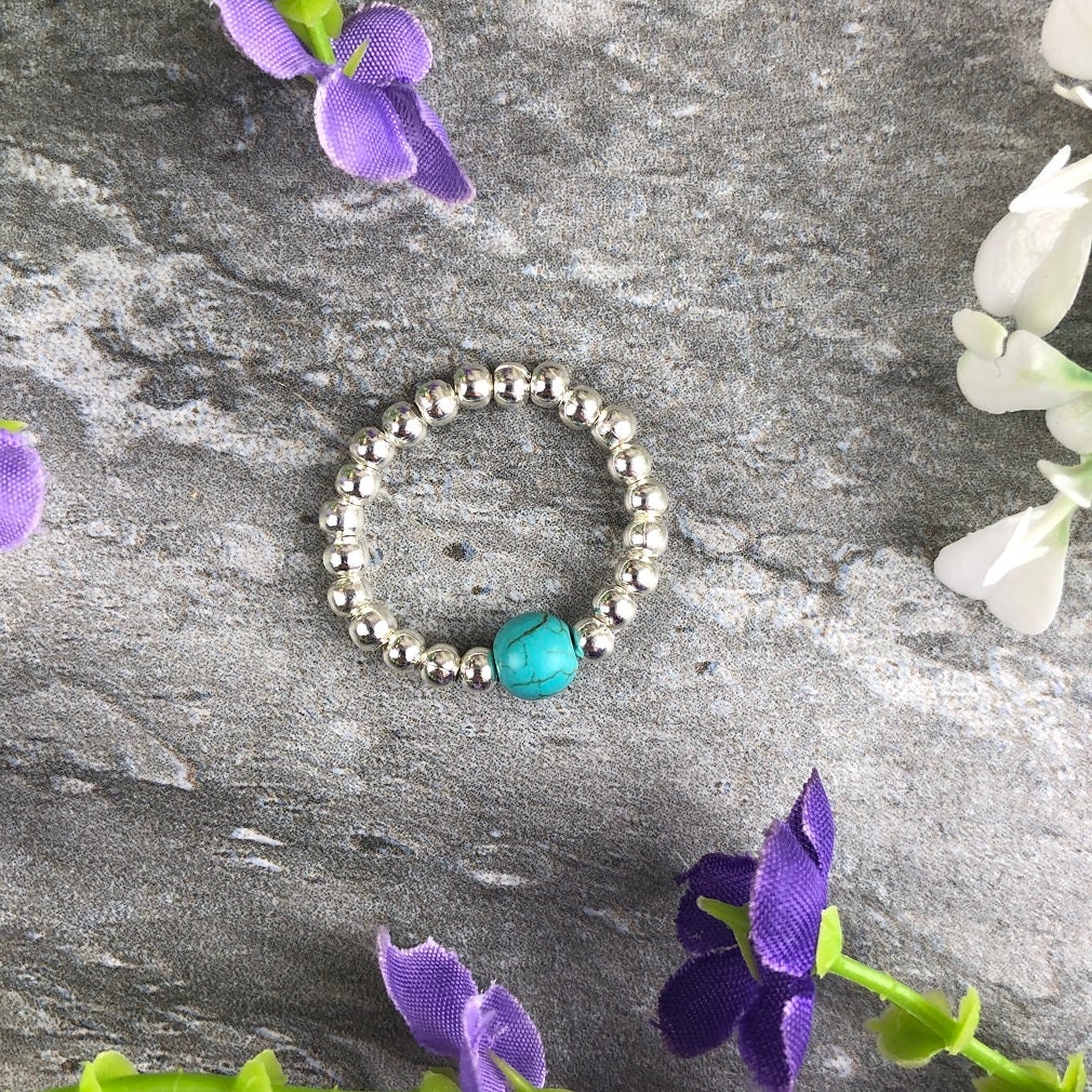Turquoise Stretch Ring Crystal Ring Beaded Ring Turquoise | Etsy