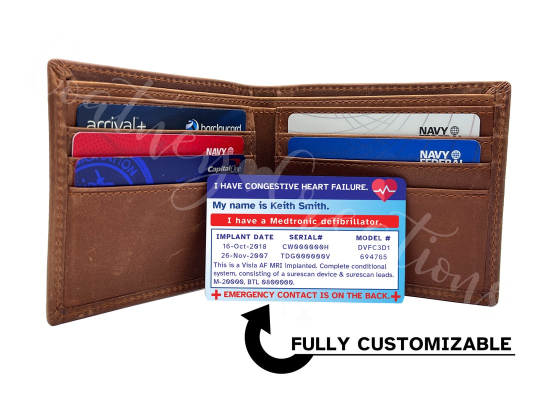 Heart Condition, Congestive Heart Failure Wallet ID Card. Fully ...
