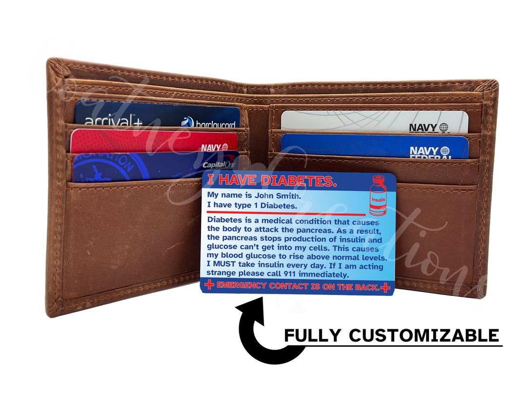 Diabetes Awareness Wallet ID Card. Fully Customizable to You! - Etsy