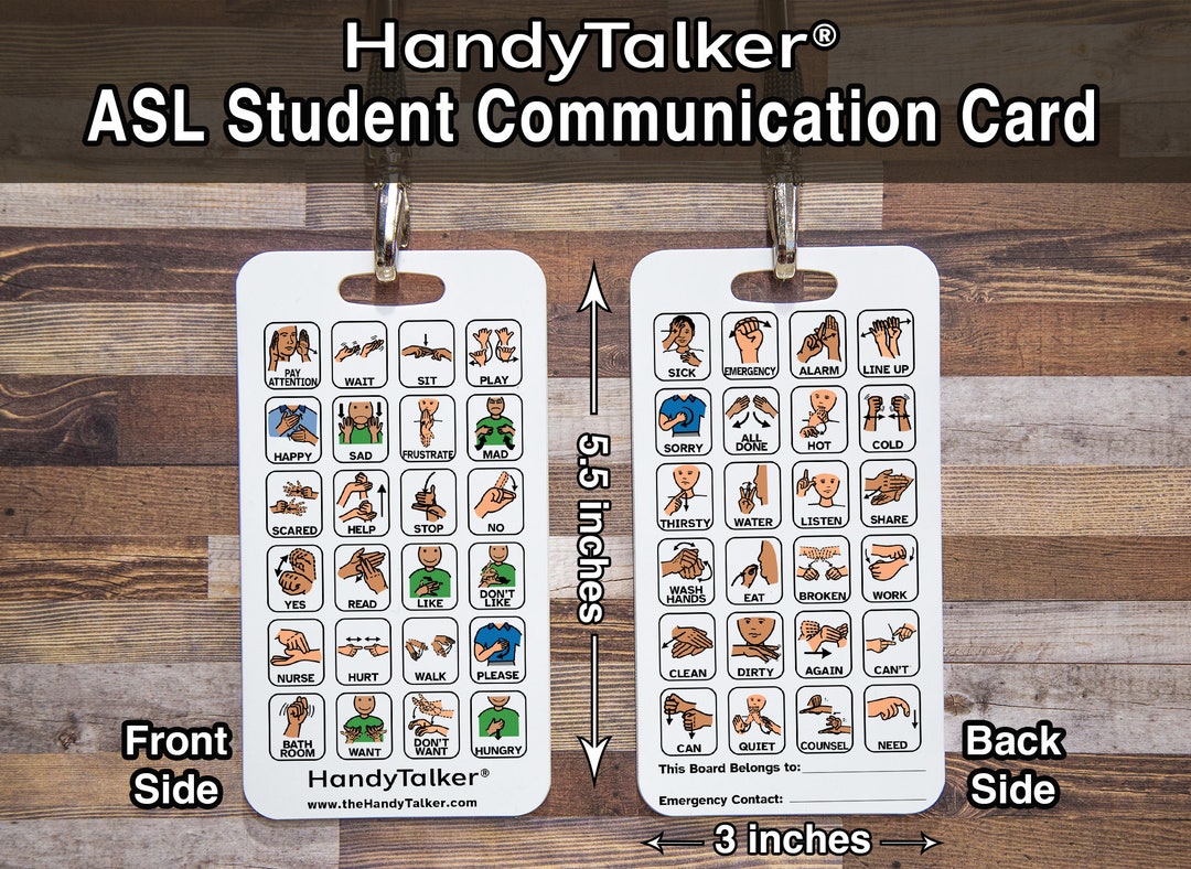 Handytalker® ASL Sign Language Student Communication Core Board! AAC ...
