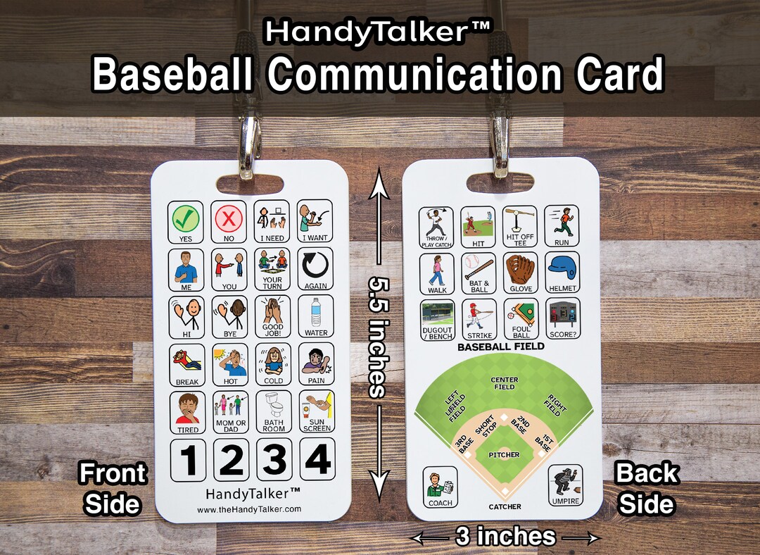 Handytalker Baseball Communication Board: Non Verbal, English Spanish ...