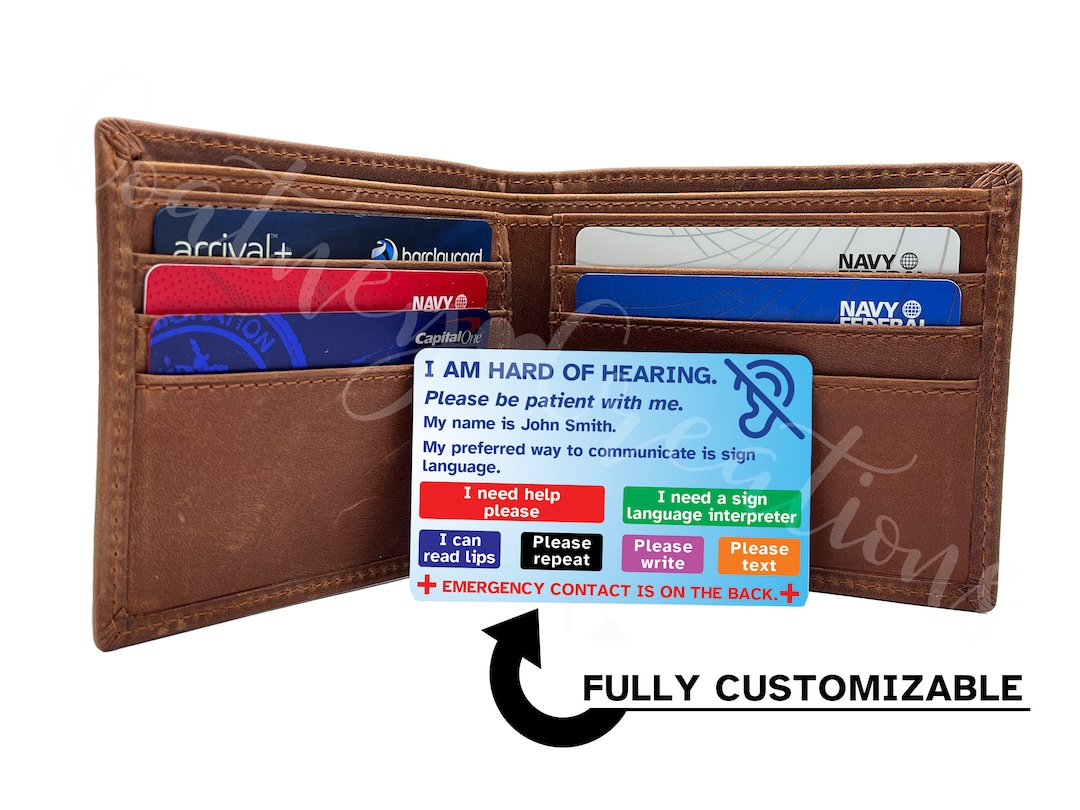 Hard of Hearing, Deaf Awareness Wallet ID Card. Fully Customizable to ...