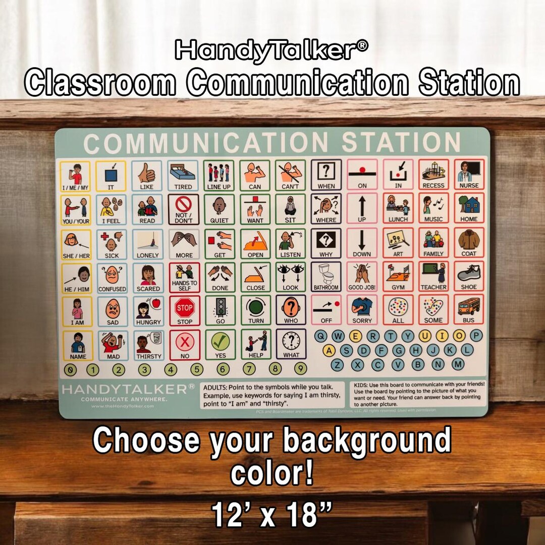 Handytalker® Communication Board: Low Tech AAC, Classroom Sign (12" X ...