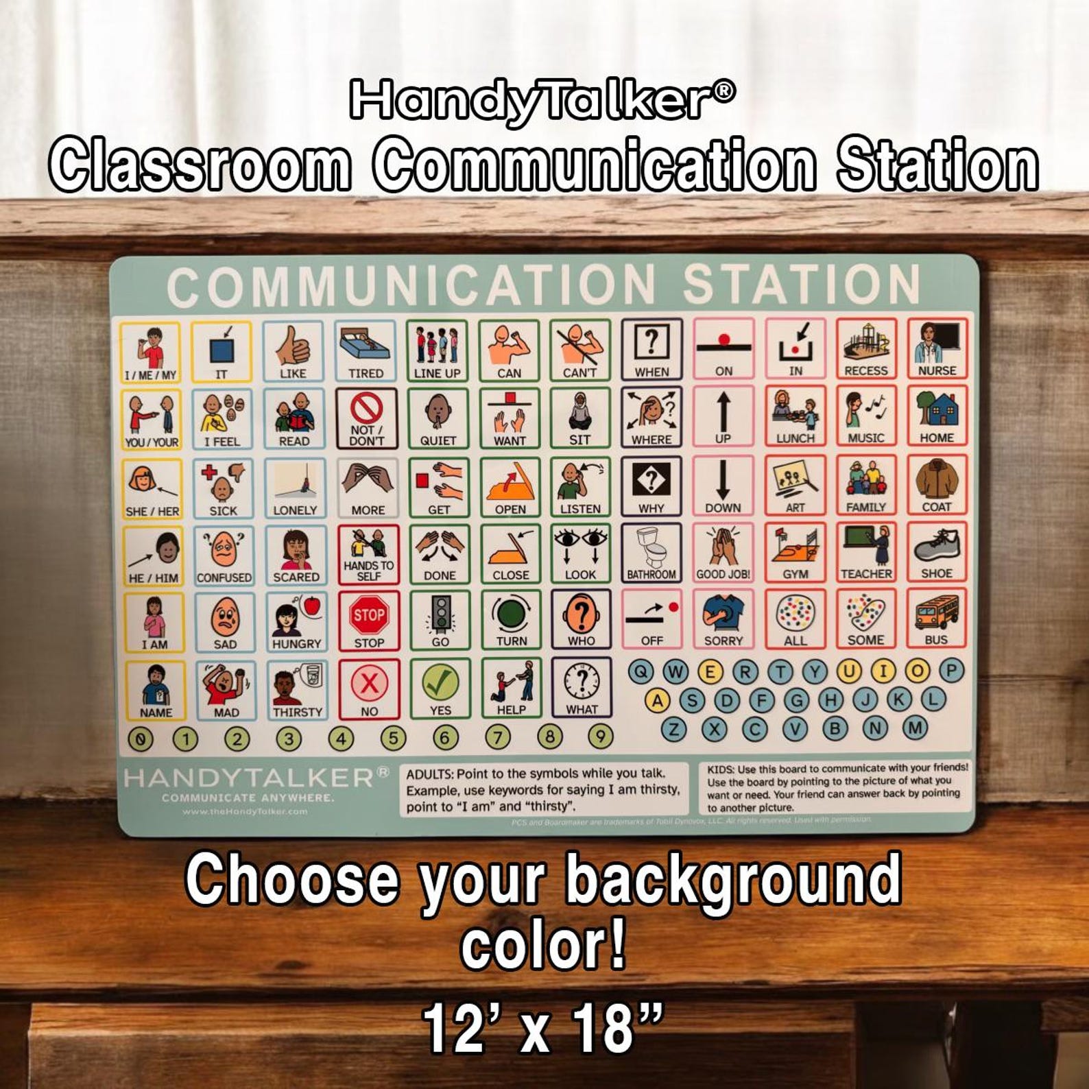 Handytalker® Communication Board: Low Tech AAC, Classroom Sign (12" X ...