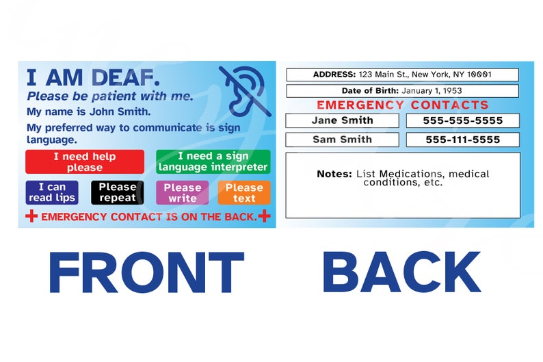 Deaf Awareness Wallet ID Card. Fully Customizable to You! - Etsy