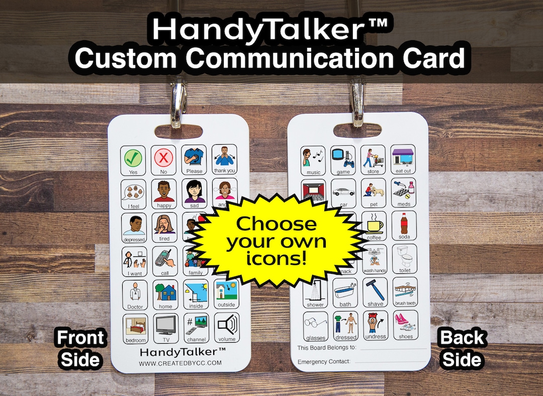 Handytalker® CUSTOM Communication Board for Non Verbal Adults or ...