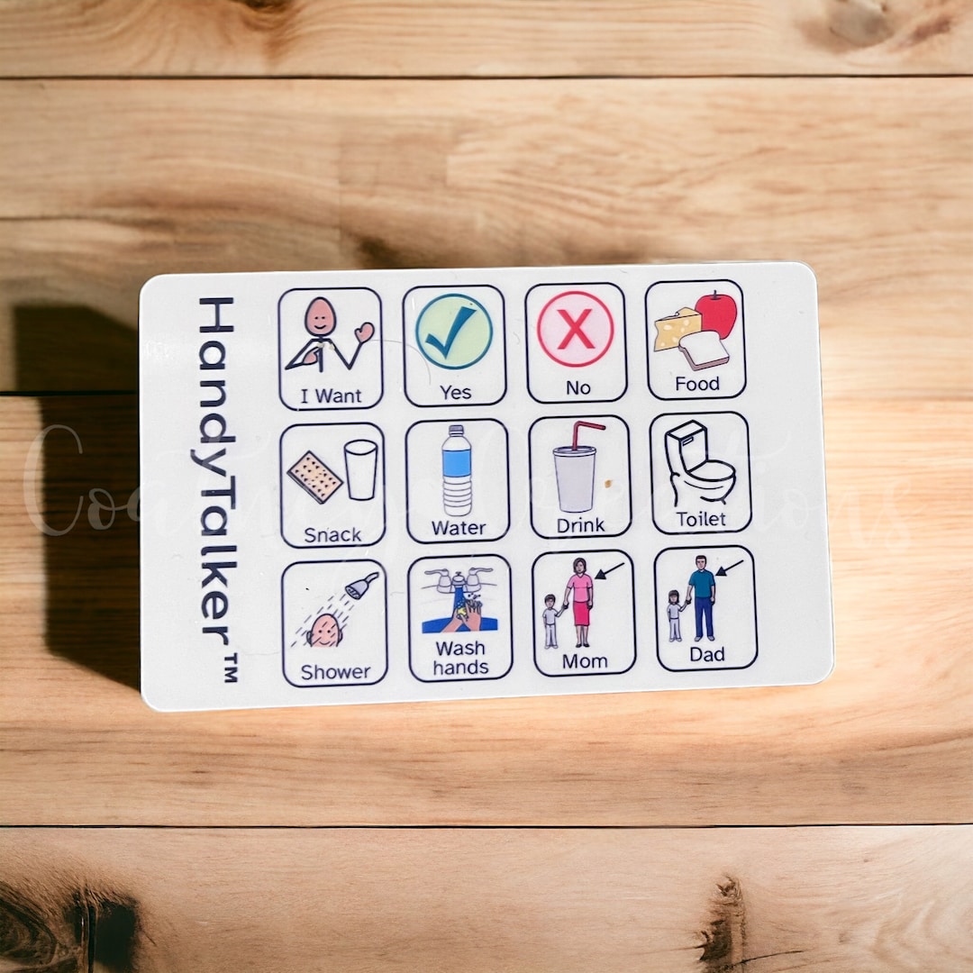 Handytalker® Wallet Sized, Basic Needs Card. Help Your Non Verbal Loved ...