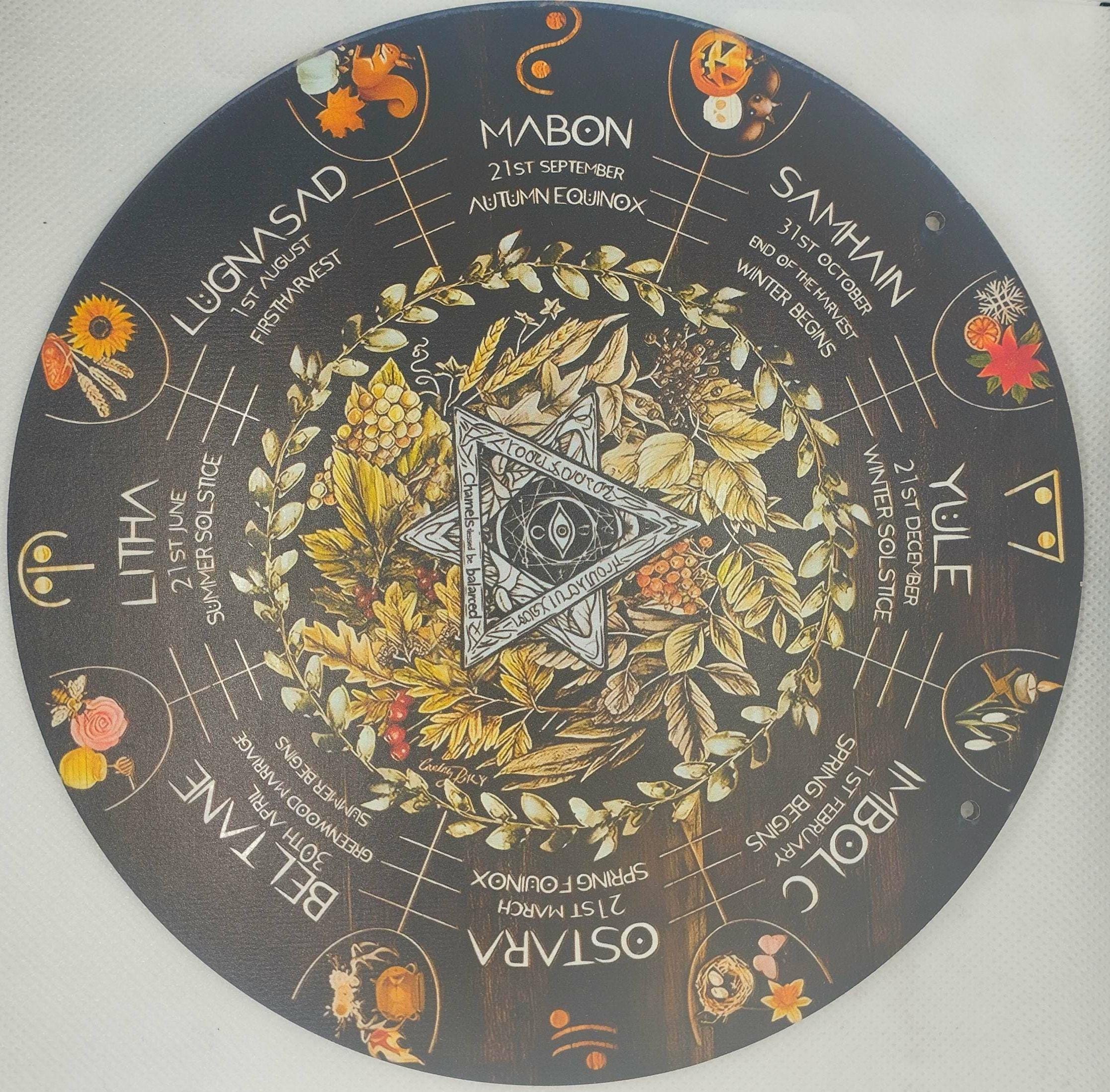 Wheel of the Year Wiccan Wall Art Pagan Sabbat Calender Plaque ...
