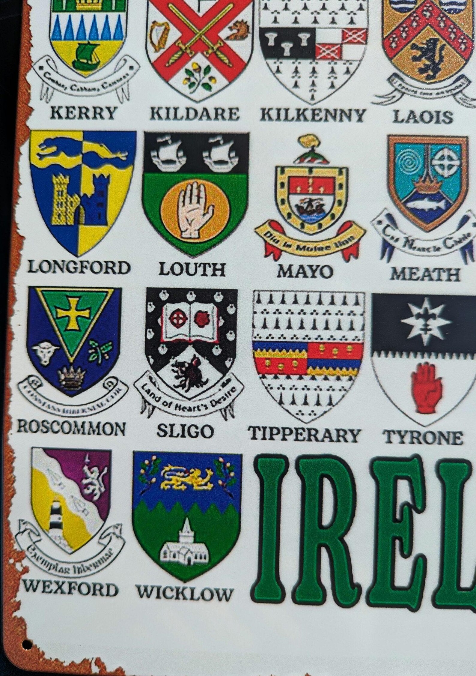 Counties of Ireland Eire Rectangular Metal Sign- 30 X 20 Cm/ 16 X 8 ...