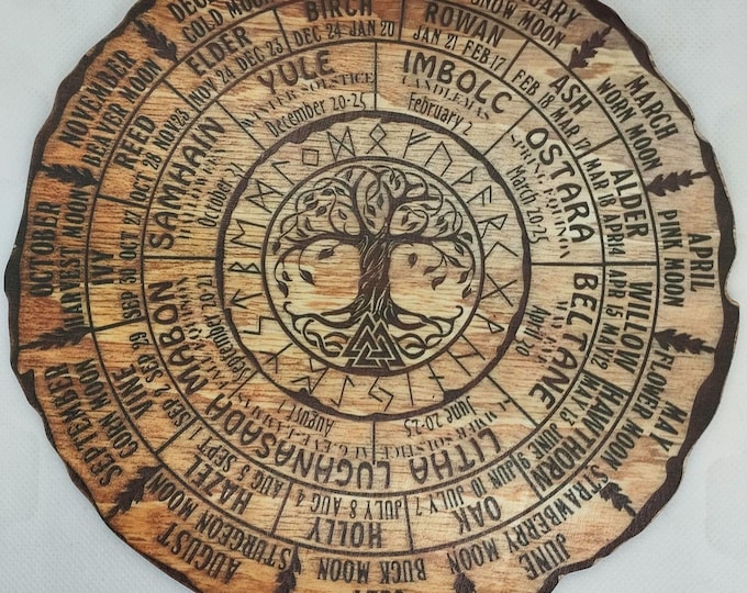 Ogham Tree Calendar Celtic Wheel of the Year - Months, Time, Leaves ...
