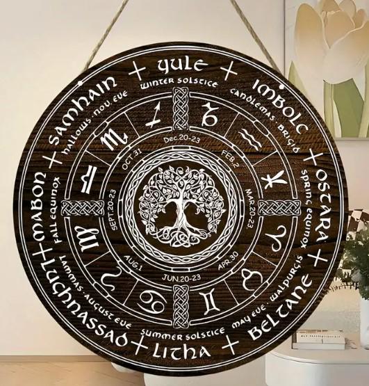Wheel of the Year Wall Art 20 Cm Wooden Wiccan Pagan Sabbat Calendar ...
