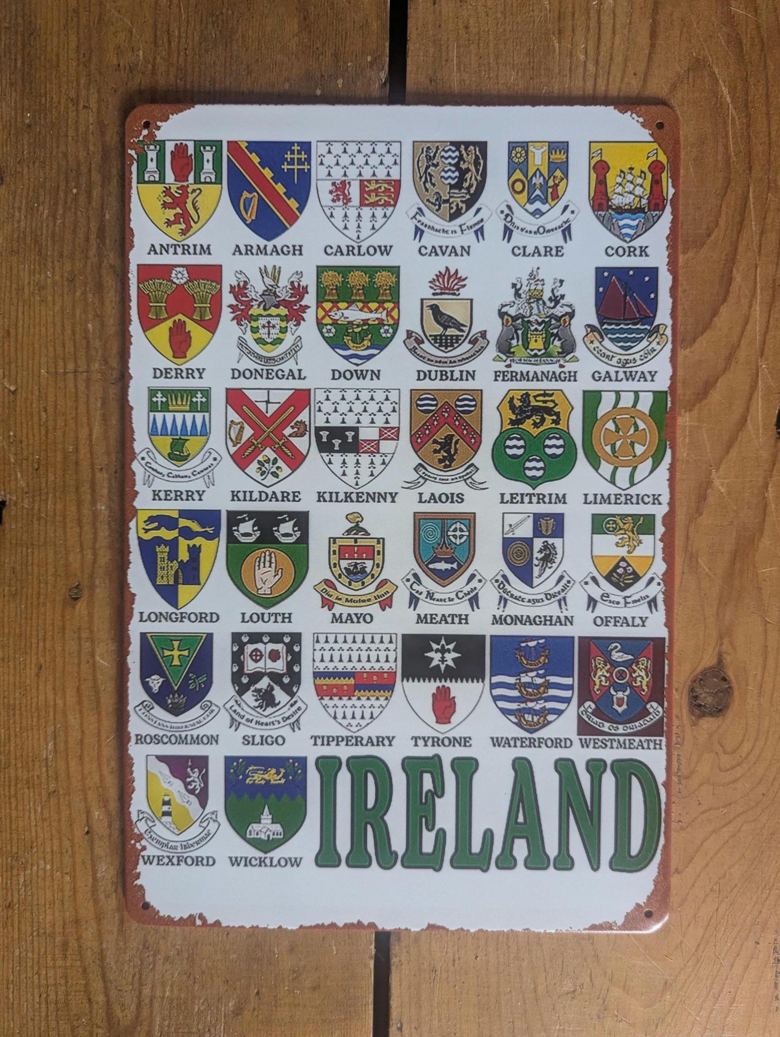 Counties of Ireland Eire Rectangular Metal Sign- 30 X 20 Cm/ 16 X 8 ...