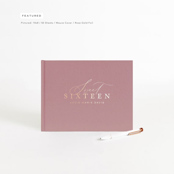 Sweet 16 Guest Book Birthday Sixteen Book Real Gold Foil - Etsy