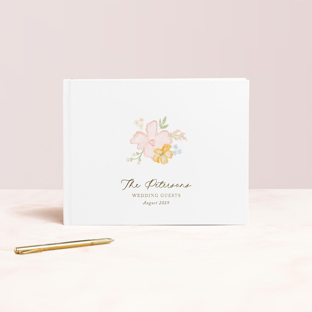 Wedding Guest Book | Real Gold Foil Guestbook | Personalized Hardcover ...