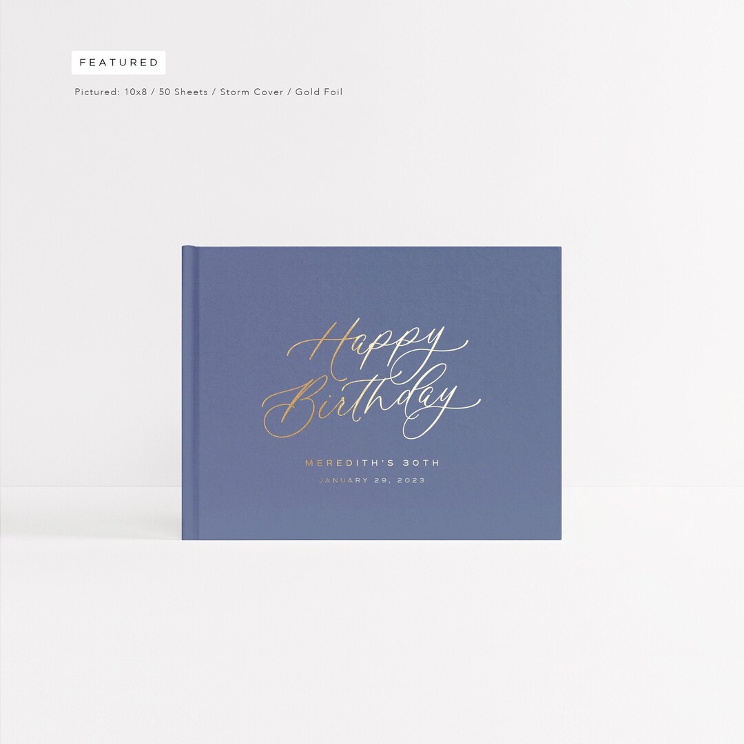 Birthday Guest Book Minimalist Bday Book Real Gold Foil Guestbook ...