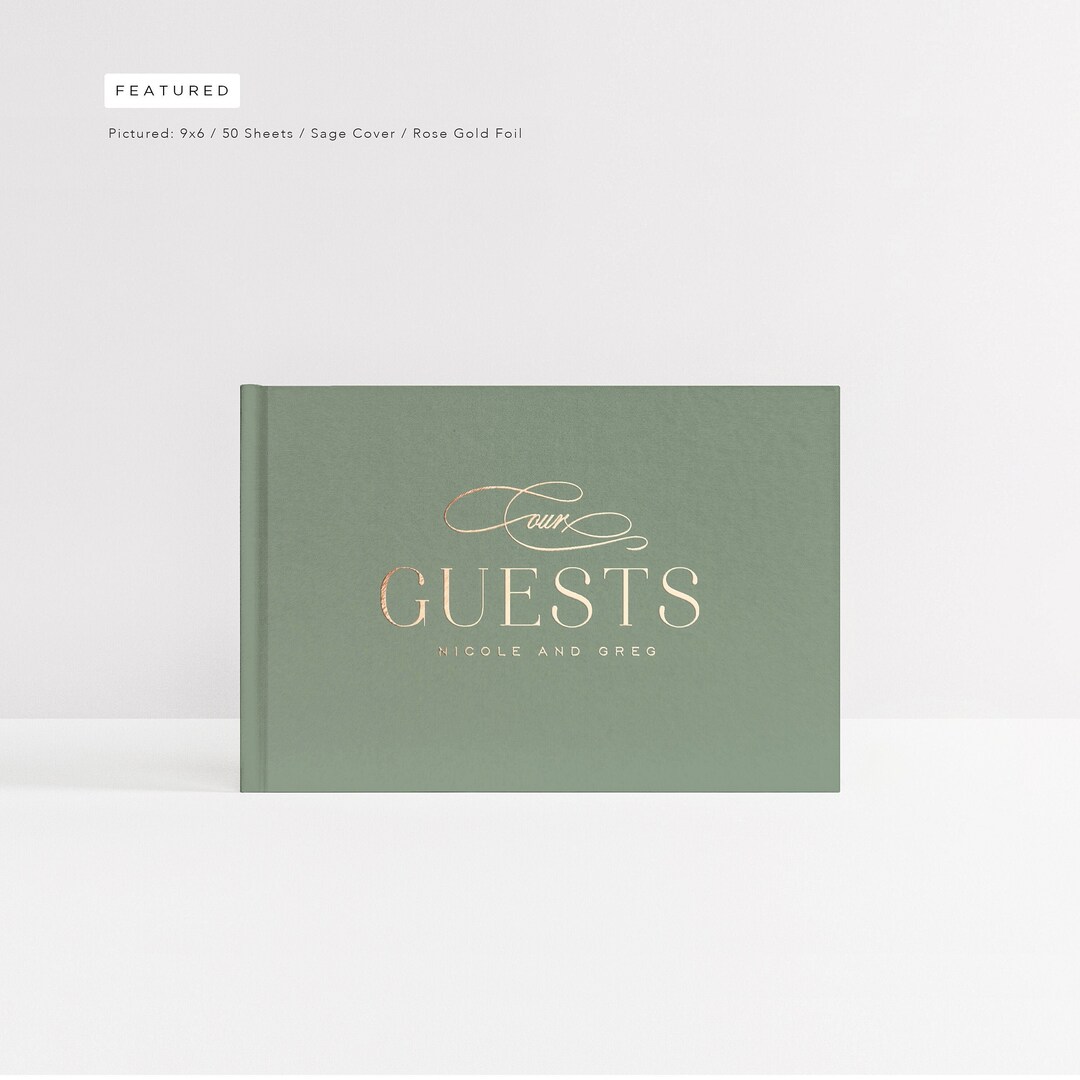 Wedding Guest Book Sage and Rose Gold Wedding Signature Book - Etsy