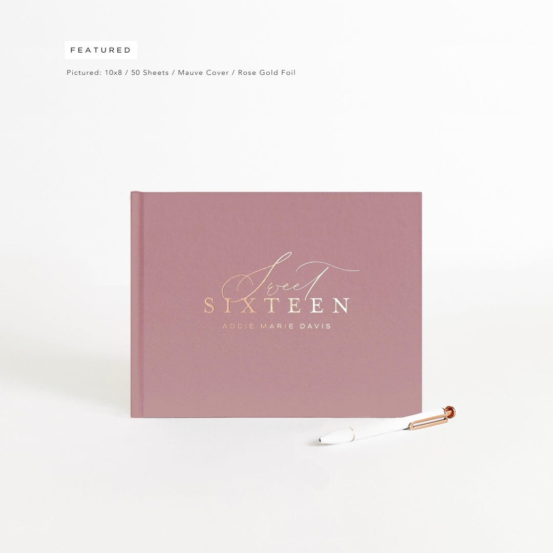 Sweet 16 Guest Book | Birthday Sixteen Book | Real Gold Foil Guestbook ...