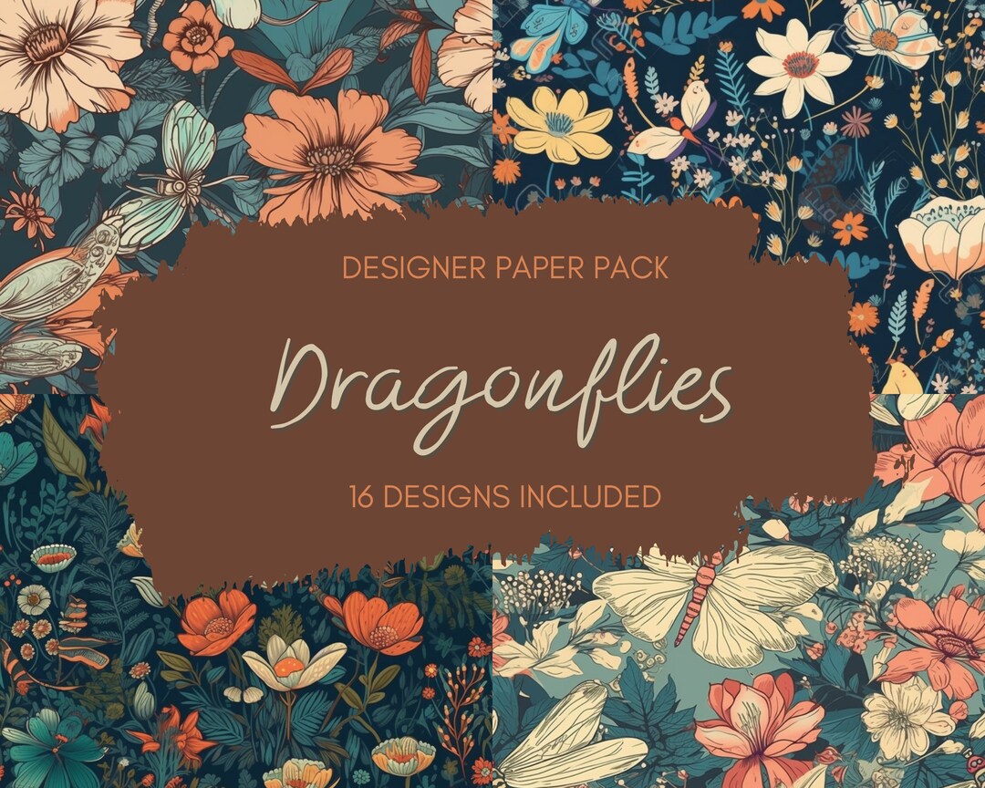 Dragonflies Floral PNG Designs: Sublimation Art (digital Download) - Etsy