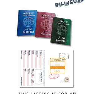 Bilingual Arabic English Pretend Play Passport, Learn Arabic Vocabulary ...