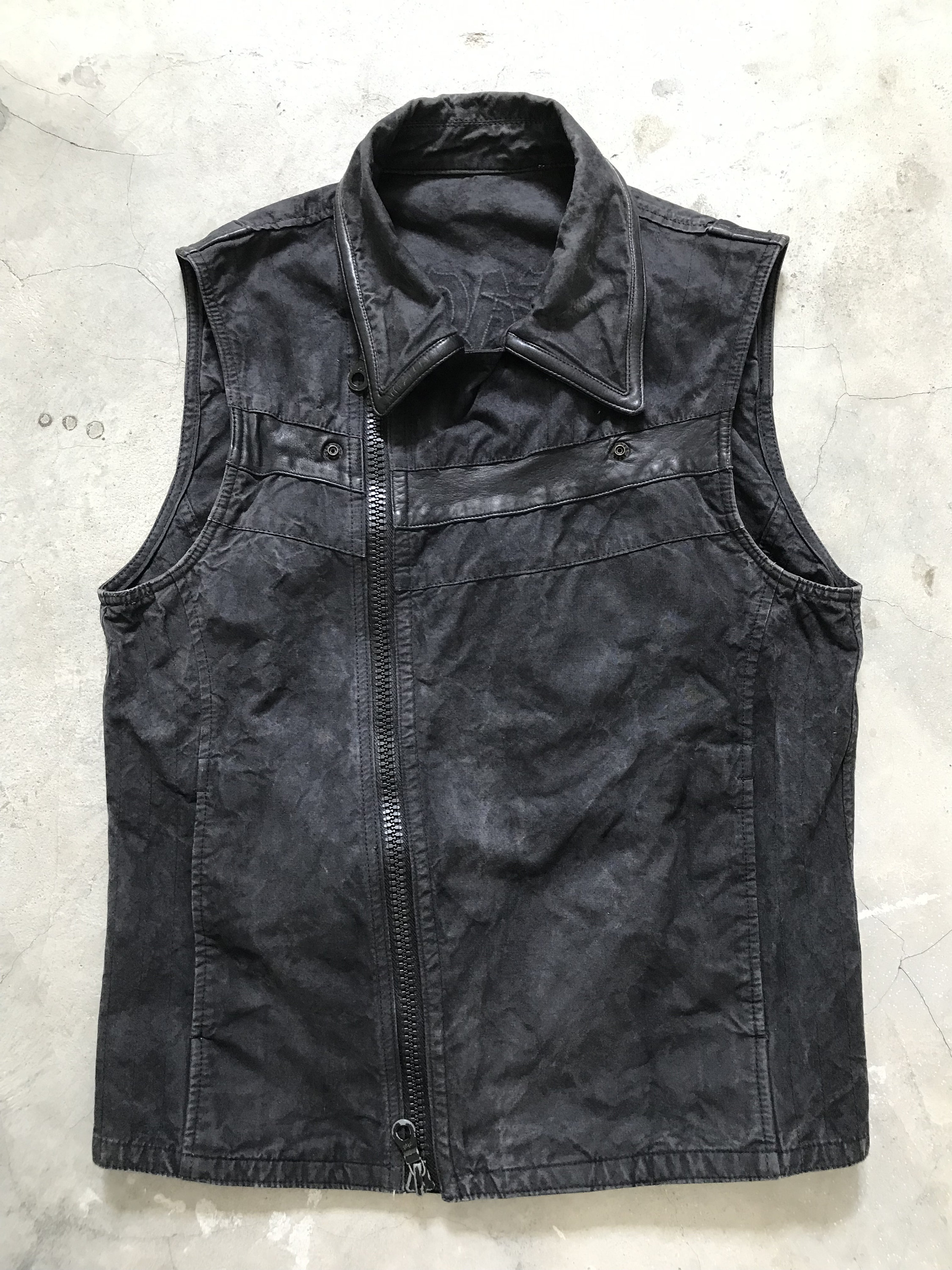 Vintage ROAR Japan Faded Black Vest Jacket With Leather Size S - Etsy