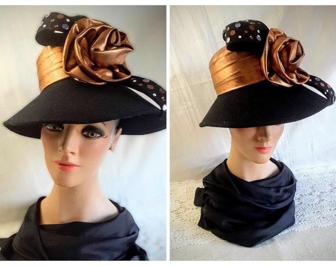 Whittall & Shon Black and Copper Designer Hat Church Wool Felt - Etsy