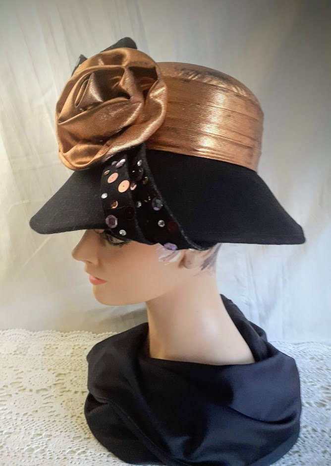 Whittall & Shon Black and Copper Designer Hat Church Wool Felt - Etsy
