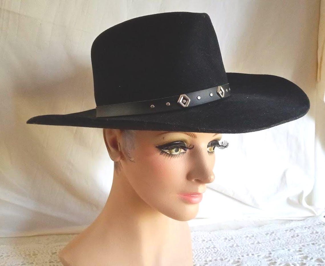 Vintage Stetson Stallion Black Wool Western Hat - Size 7 1/4 - Etsy