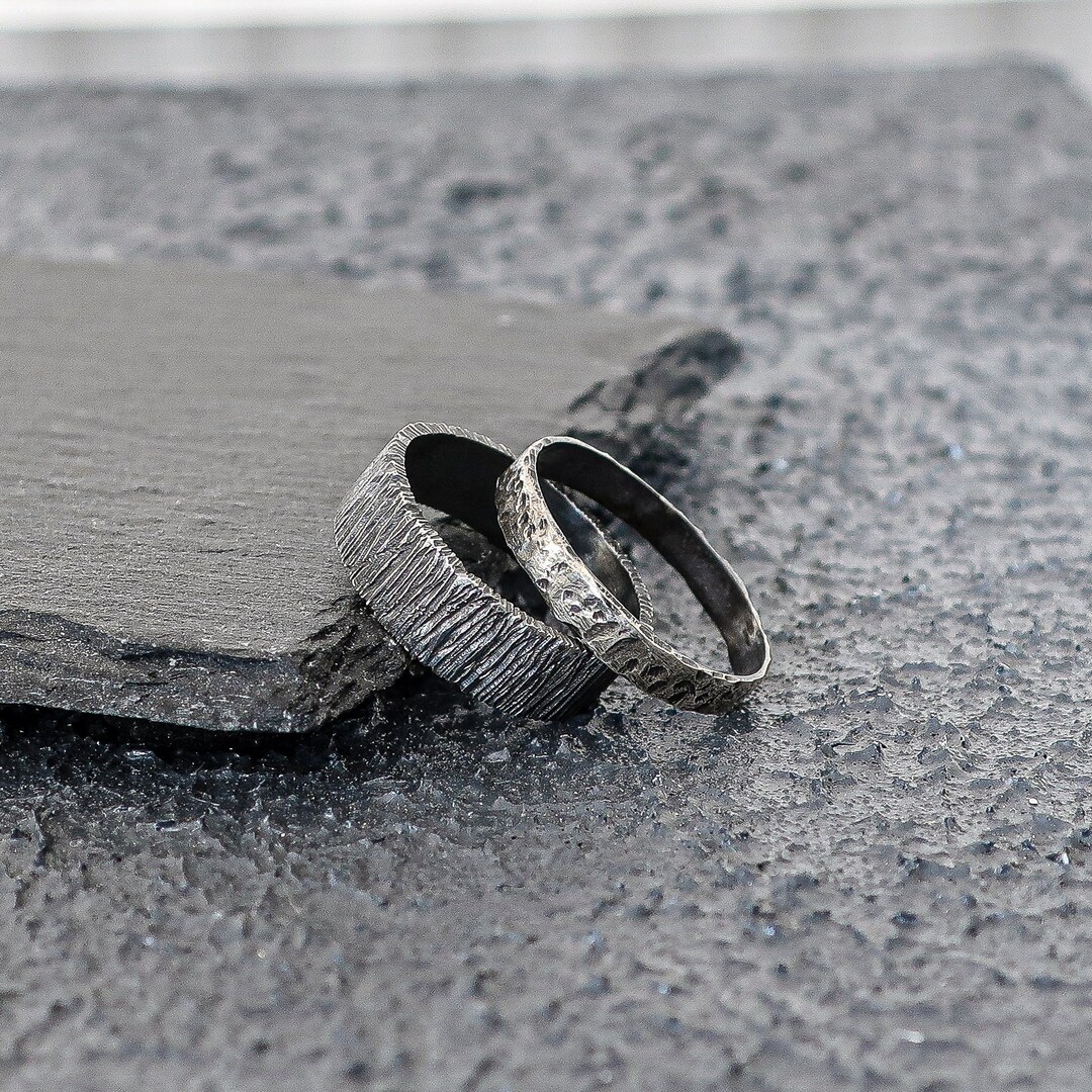 Pagan Viking Wedding Band Set Nature Couples His and Hers Wedding Bands ...