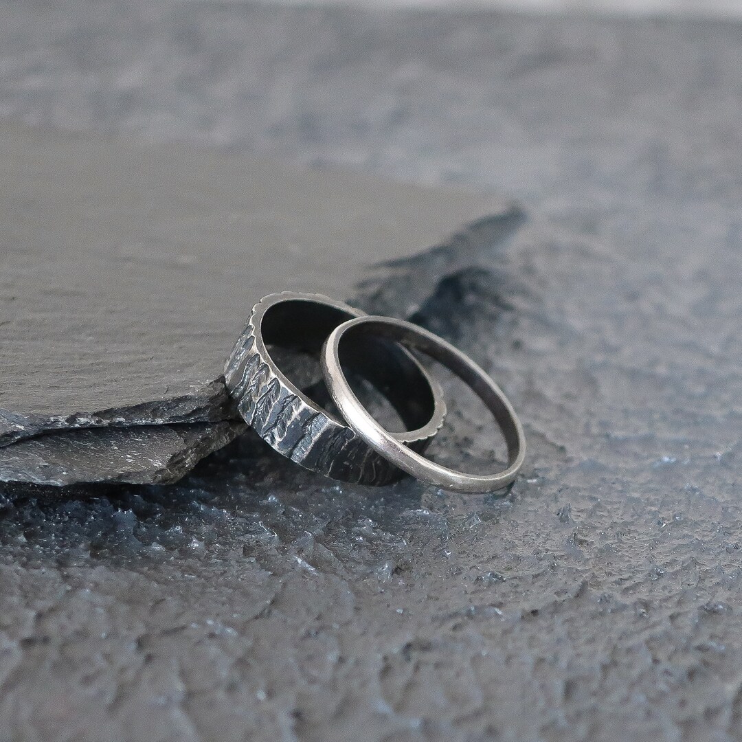 Sterling Silver His and Hers Wedding Bands, Medieval Wedding Ring Set ...