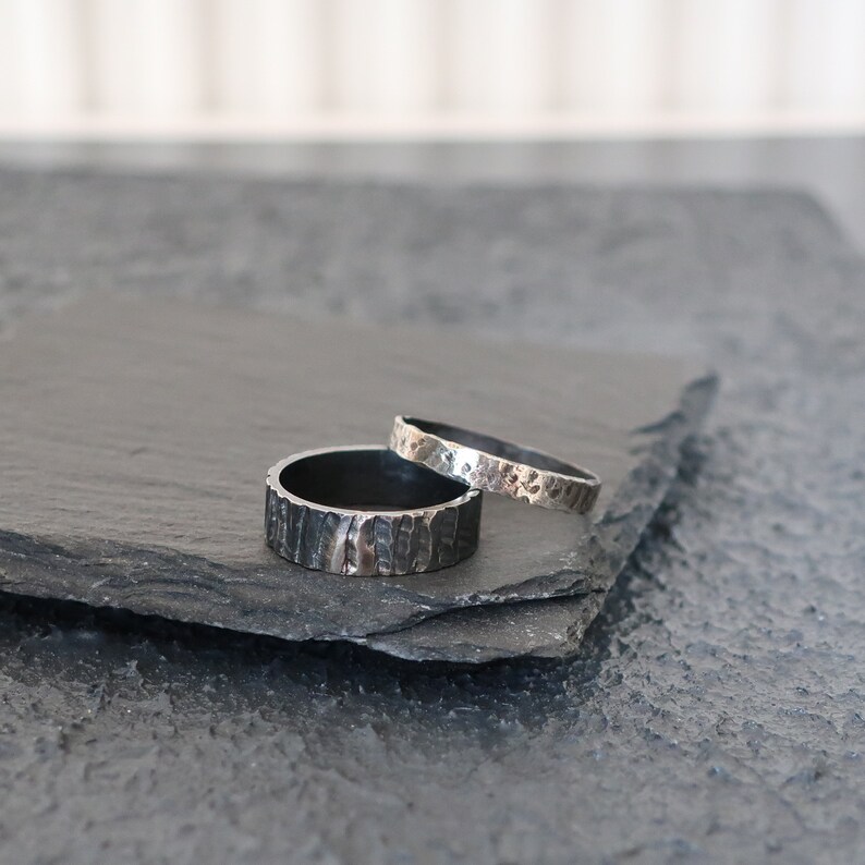 His and Hers Viking Wedding Band Set Forged Norse Wedding - Etsy