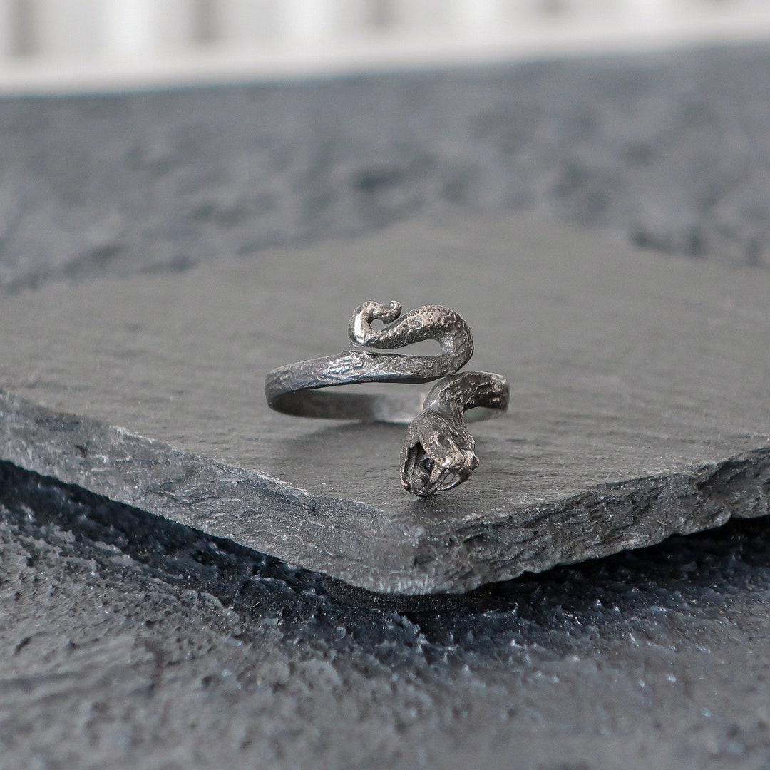 Sterling Silver Snake Ring, Serpent Snake Ring, Wrap Snake Ring, Cool ...