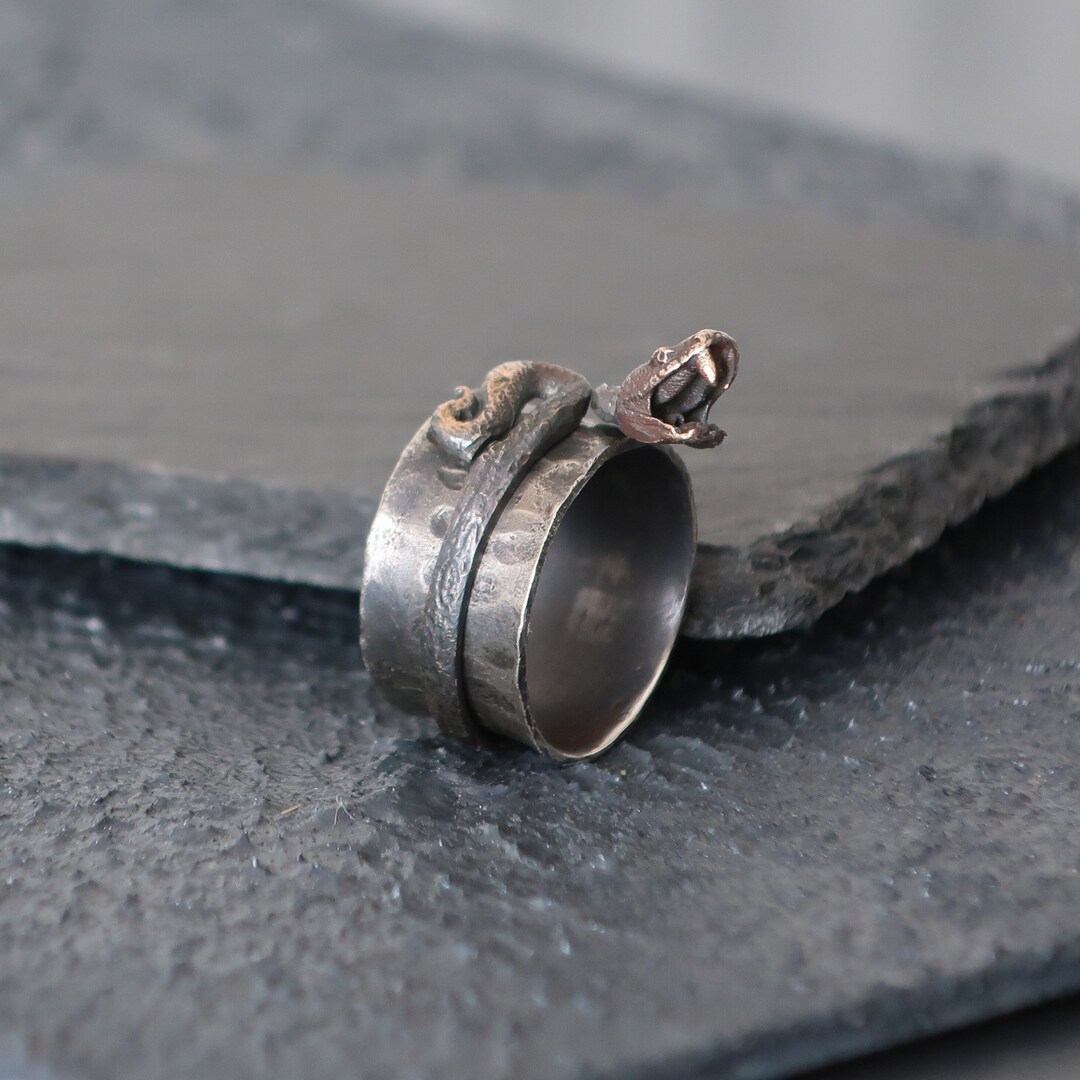 Ouroboros Snake Spinner Ring, Gothic Goth Anxiety Fidget Ring, Sterling ...