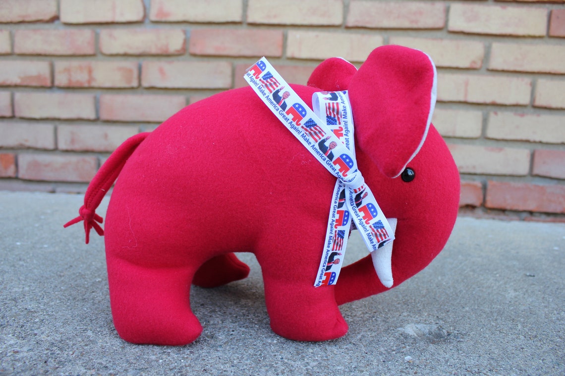 Red Republican Elephant Stuffed Republican Elephant GOP Elephant Fleece ...