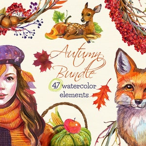 Fall Clipart Bundle, Autumn Clipart Bundle,, Fall Leaves Clipart, Fall ...