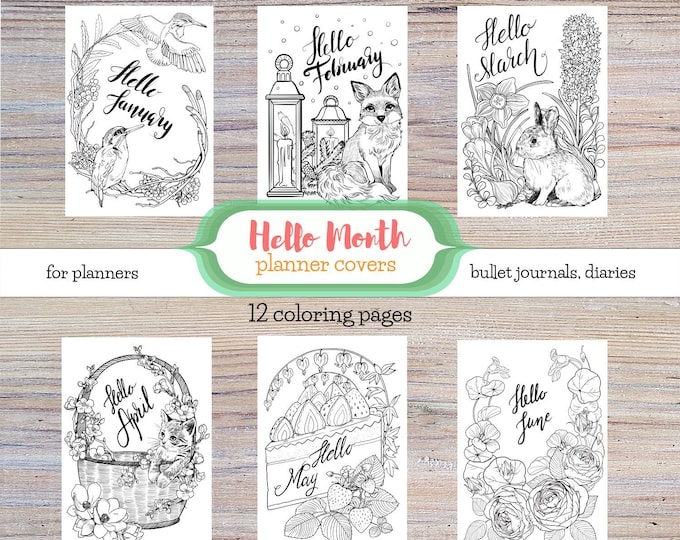 Monthly Covers for Bullet Journals and Planners, Month Entry , Month ...