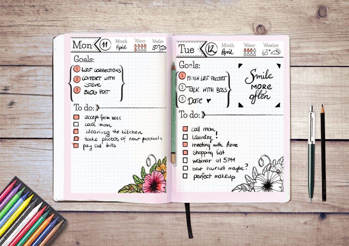 Printable Daily Planner for Bullet Journal, Printable Day Planner ...